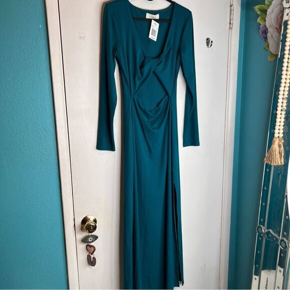 l*space | Dresses | Lspace Ribbed Long Slit On Sidehayden Dress Teal ...
